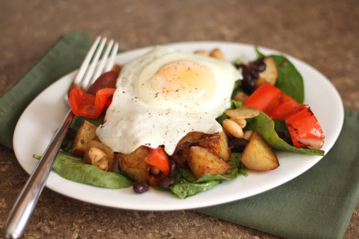 Potato, Red Pepper, Black and White Bean Hash Recipe