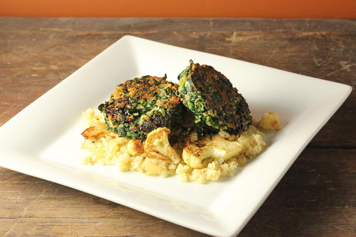 Collard Green Cakes with Caramelized Cauliflower Quinoa Recipe